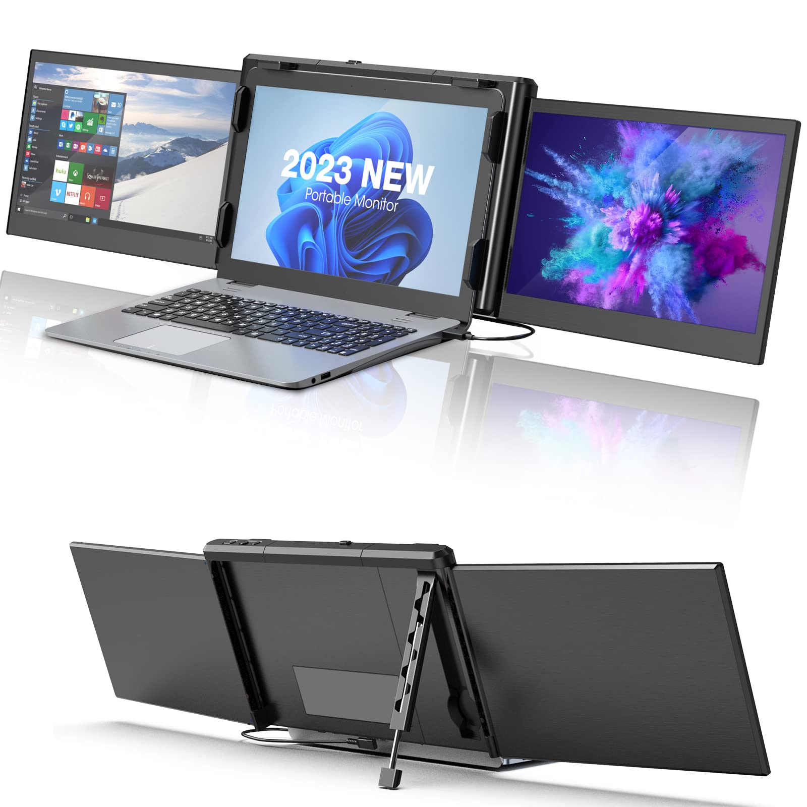 FLYTOCCA 12'' Laptop Monitor Extender, Portable Monitor for Laptop, 1080P Full HD IPS Laptop Screen Extender, Plug and Play No Driver, for 13.3β-16.5β Windows Laptop