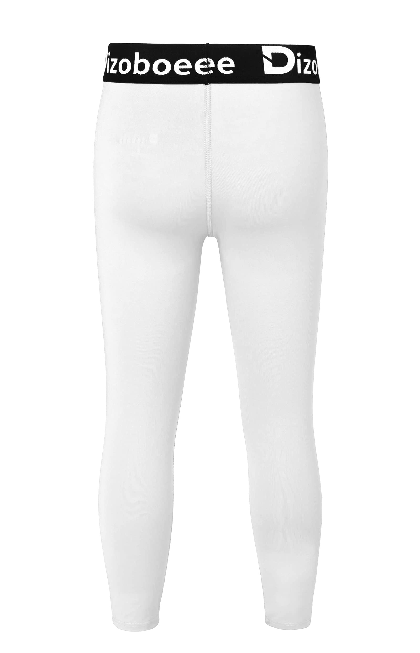 Dizoboee Boys 3/4 Compression Pants Leggings Tights for Sports Youth Kids Athletic Basketball Base Layer White M