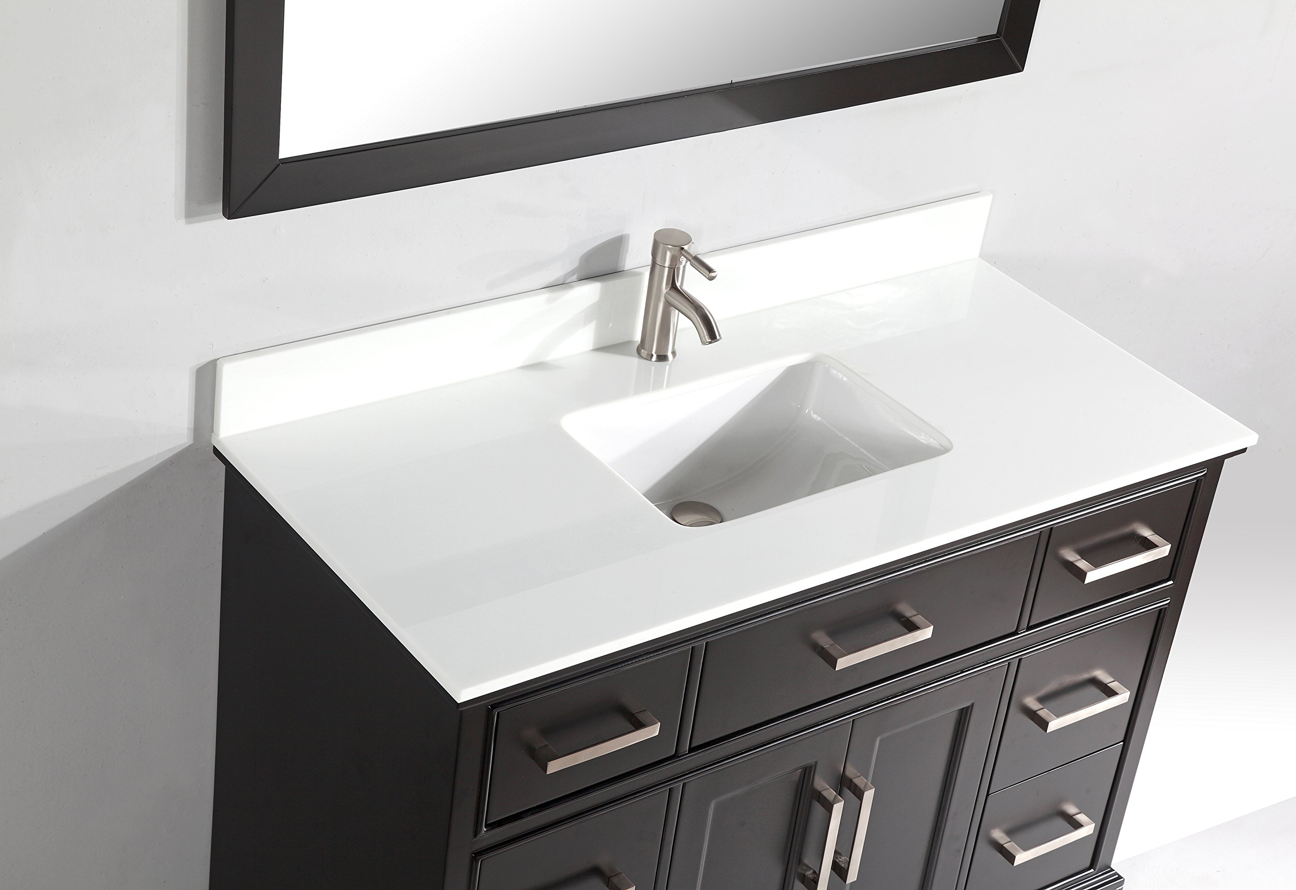 Vanity Art 48 Inch Bathroom Vanity with Sink and Mirror | Carrara Marble Stone top Storage Bathroom Organizer Cabinet with Dovetailed Drawer, Soft Closing Door, Brushed Nickel Handles, VA1048-E