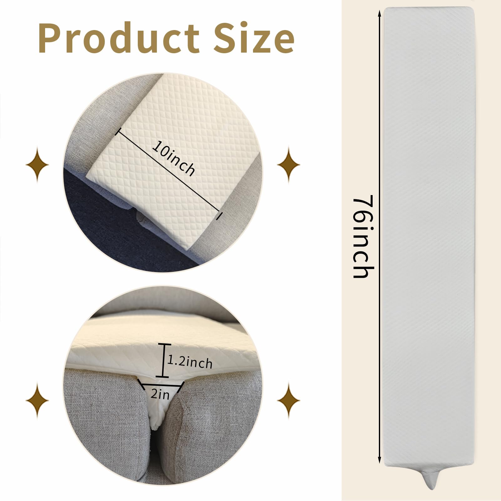 JZHLLA 10"X76" Bed Bridge Twin to King Bed Converter Kit, Bed Gap Pad Combine Twin Beds to King Mattress Bed Bridge Connector for Adjustable Bed with Washable Cover(76in×10in)