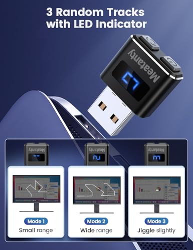 Meatanty Metal Tiny Mouse Jiggler, USB Mouse Mover Undetectable, Automatic Shaker with Separate Mode and ON/Off Buttons, Mouse Moving Device LED Screen, Wiggler Giggler Keep Computer/PC/Laptop Awake