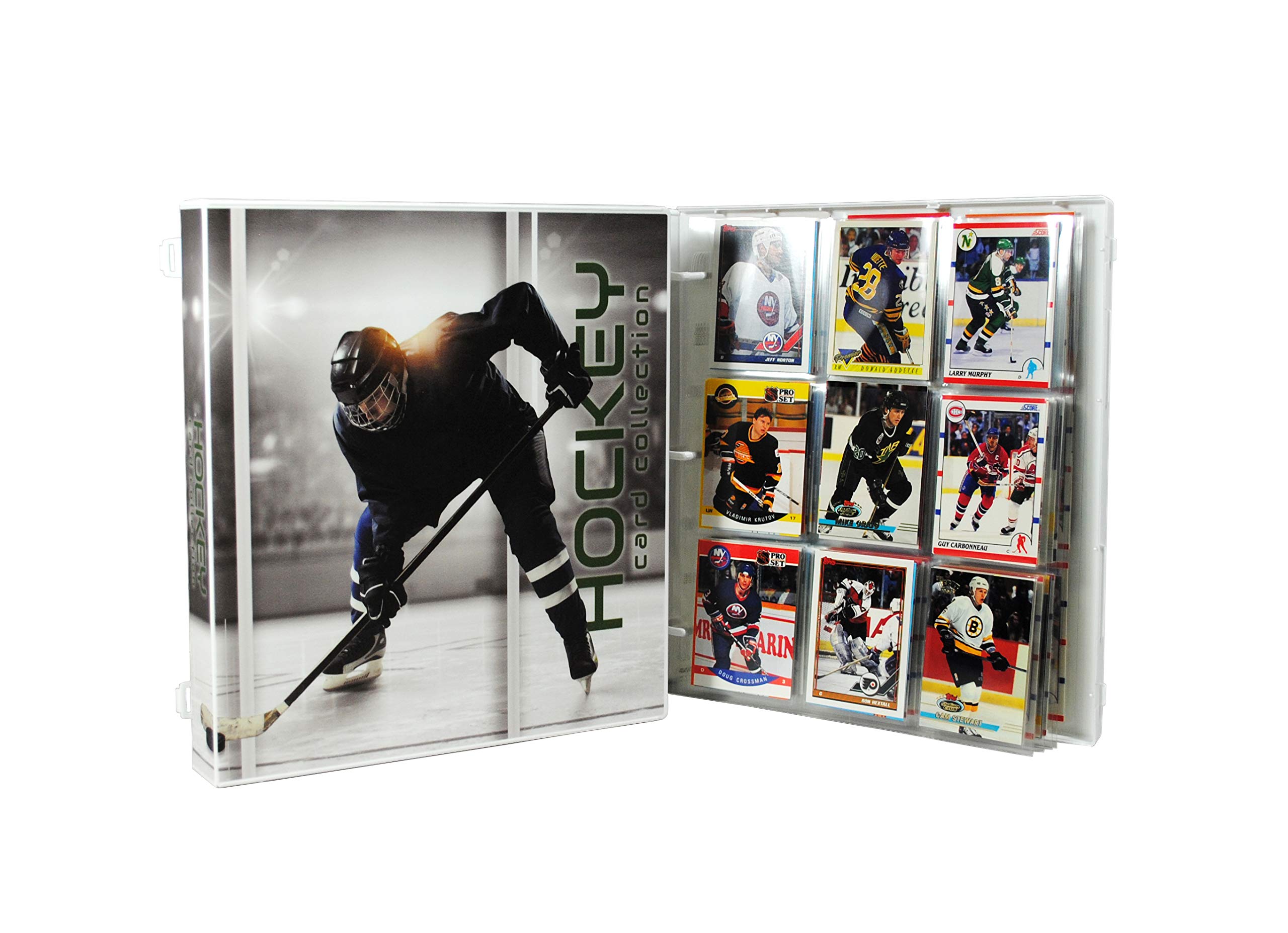 Unikeep Hockey Themed Trading Card Collection Binder with Trading Card Pages. The Binder/Case Is Fully Enclosed to Protect the Cards (Faceoff, Poly Rings)