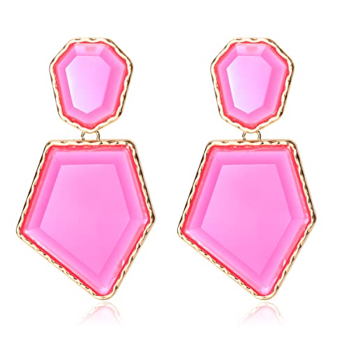 KELMALL Geometric Transparent Resin Statement Earrings for Women Exaggerated Vintage Irregular Drop Dangle Earrings