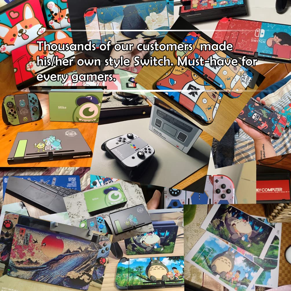 TANOKAY Skin Cover Decals Vinyl for Nintendo Switch, Great Wave of Kanagawa Katsushika Hokusai Protector Wrap Full Set Protective Faceplate Stickers