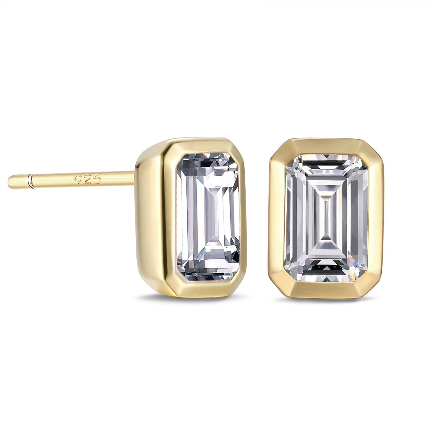 DIAMONLITE 1 -1.5 Ct Cubic Zirconia Stud Earrings for Women and Men, D Color VVS Clarity Excellent Cut, Sterling Silver, Cubic Zirconia