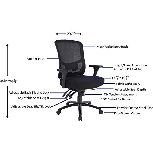 Lorell, LLR40210, Big & Tall Black Mesh Back Chair