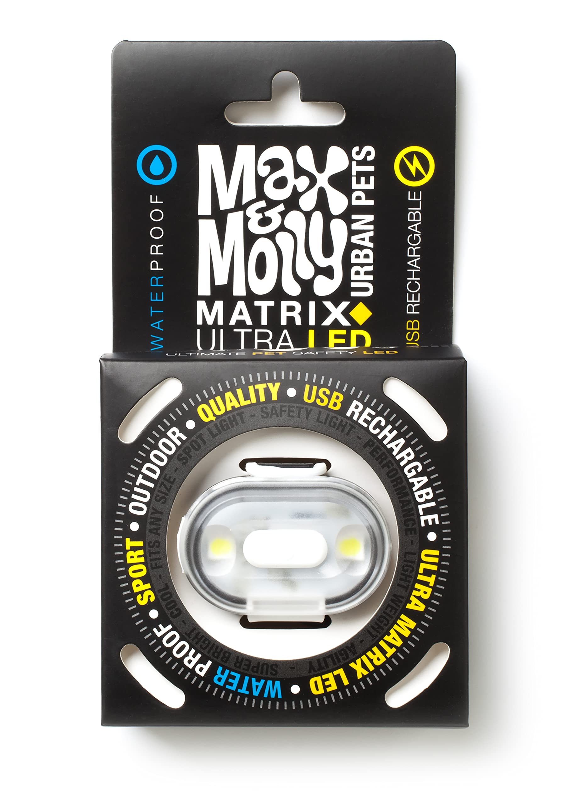 Max & Molly USB Rechargeable LED Safety Pet Light for Dog Collars & Harnesses - Waterproof, No-Dangle Secure Design, One Size Fits All - Ideal for Walking, Running, Biking & Outdoor Adventures