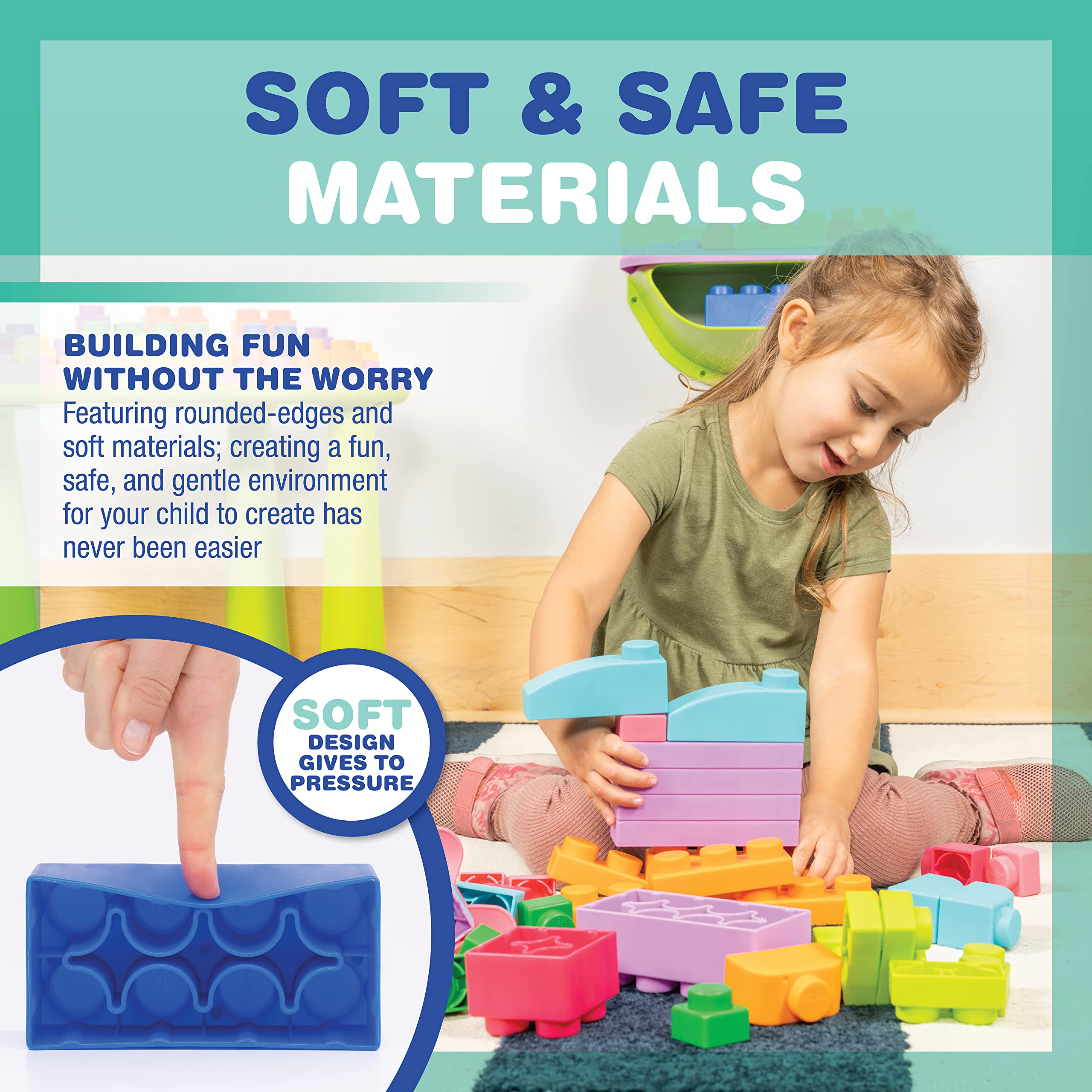 UNiPLAY Plus Soft Building Blocks β Creativity Toy, Educational Play, Cognitive Development, Early Learning Stacking Blocks for Infants and Toddlers, Pink (42-Piece Set)