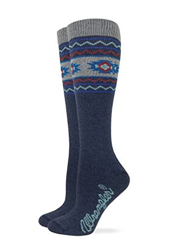 Wrangler Ladies Lightweight Merino Wool Blend Aztec Knee High Boot Socks 3 Pair (Assorted)