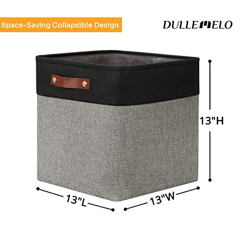 DULLEMELO Collapsible Bundle Baskets 4 Cube Baskets 13"x13"x13" + 6 Small Baskets 11.8"x7.9"x5.1"(Black&Grey)