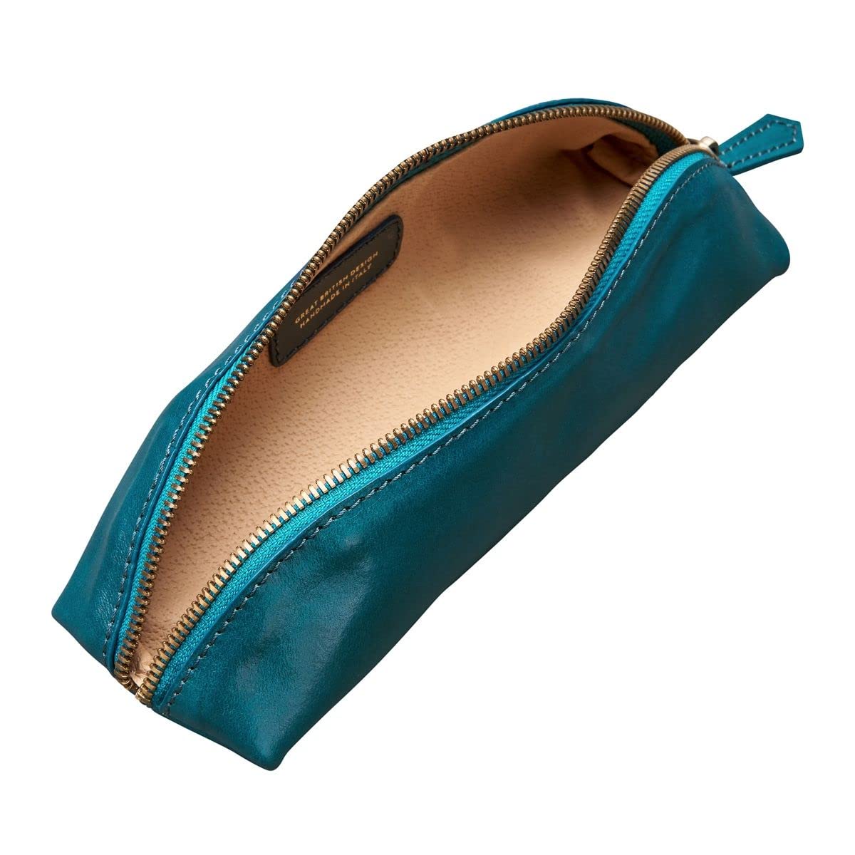 Maxwell Scott - Personalized Womens Luxury Soft Leather Pencil Pen Case - The Felice Nappa - Petrol Blue