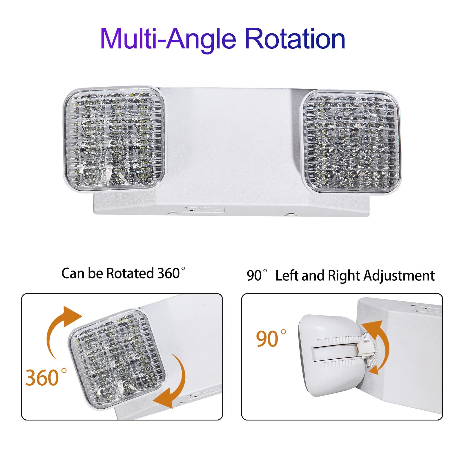 CM MZY Emergency Lights with Battery Backup,Commercial Emergency Light,Two Adjustable LED Light Head Emergency Lighting Fixtures,120-277V AC, UL Certified,2PCS