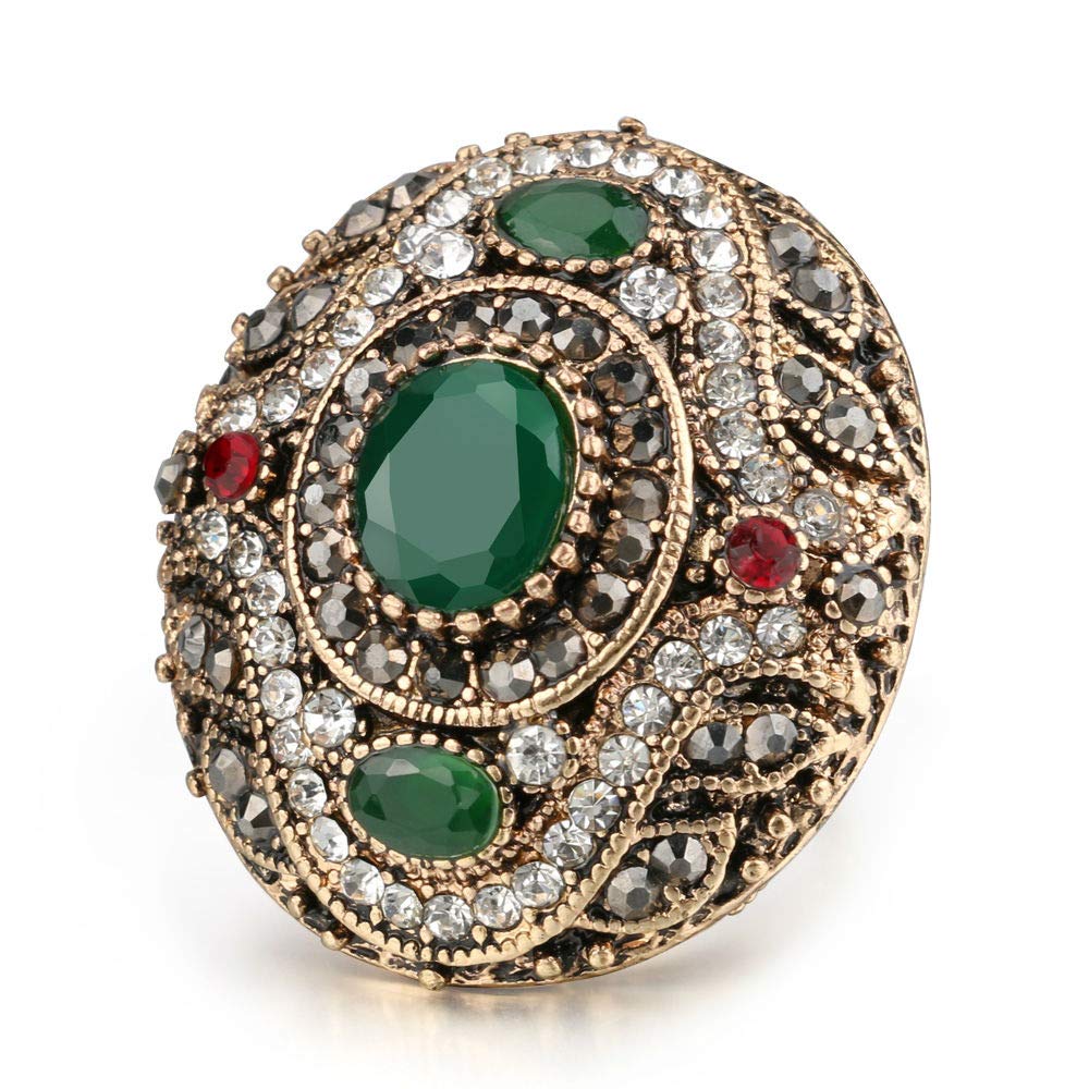 Colorful Turkish Jewelry Antique Multi Stones Crystals Ring for Women