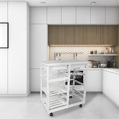 HOUKAI 4 Tier Storage Trolley Cart Kitchen Organizer Bathroom Movable Storage Shelf Wheels Household Stand Holder Furniture