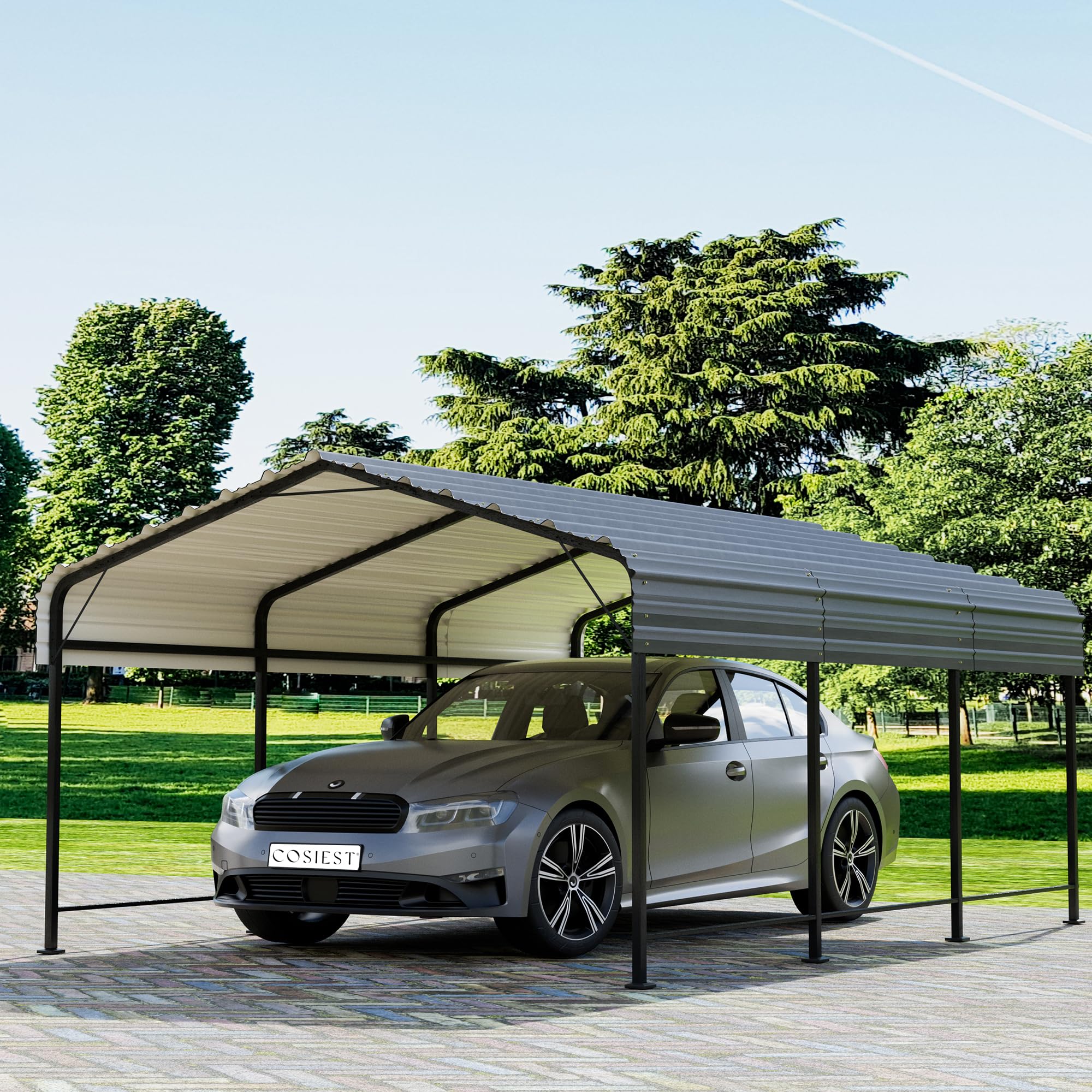 COSIEST 10' × 10' Carport, Outdoor Garage Car Shelter