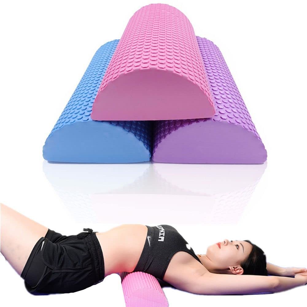 Foam Roller,30-45cm Muscle Massage Roller Half Round Fitness Roller Yoga Block Balance Pad Muscle Physical Restoration(30cm,Black)