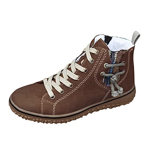 FASDNENDYS Women's Warm Plus Size Casual Flat Shoes Wedges Ankle Short Boots Womens Leather Boots with Zipper