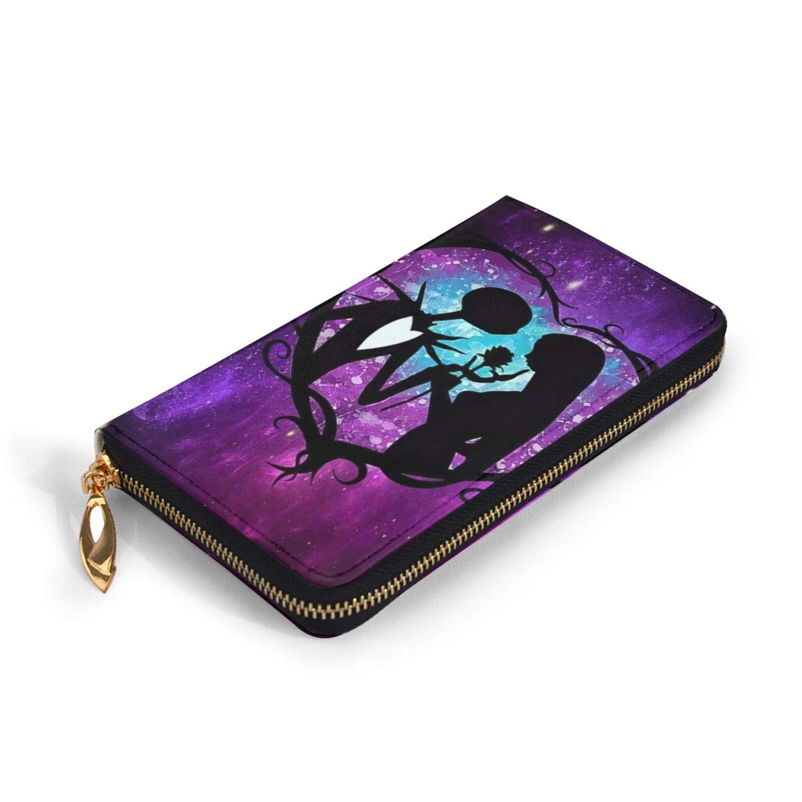 Tawoao Nightmare Before Christmas Purse Gifts Womens Small Wallet Ladies Wristlet Clutch RFID Blocking Genuine Leather Zip Purse