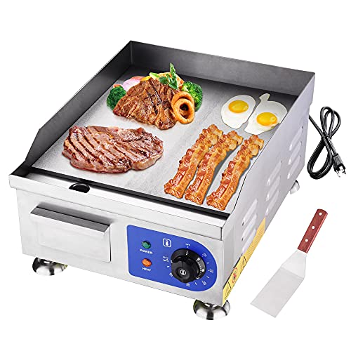 WeChef 14" Electric Countertop Griddle Stainless Steel Adjustable Temp Control Commercial Restaurant Grill 1500W