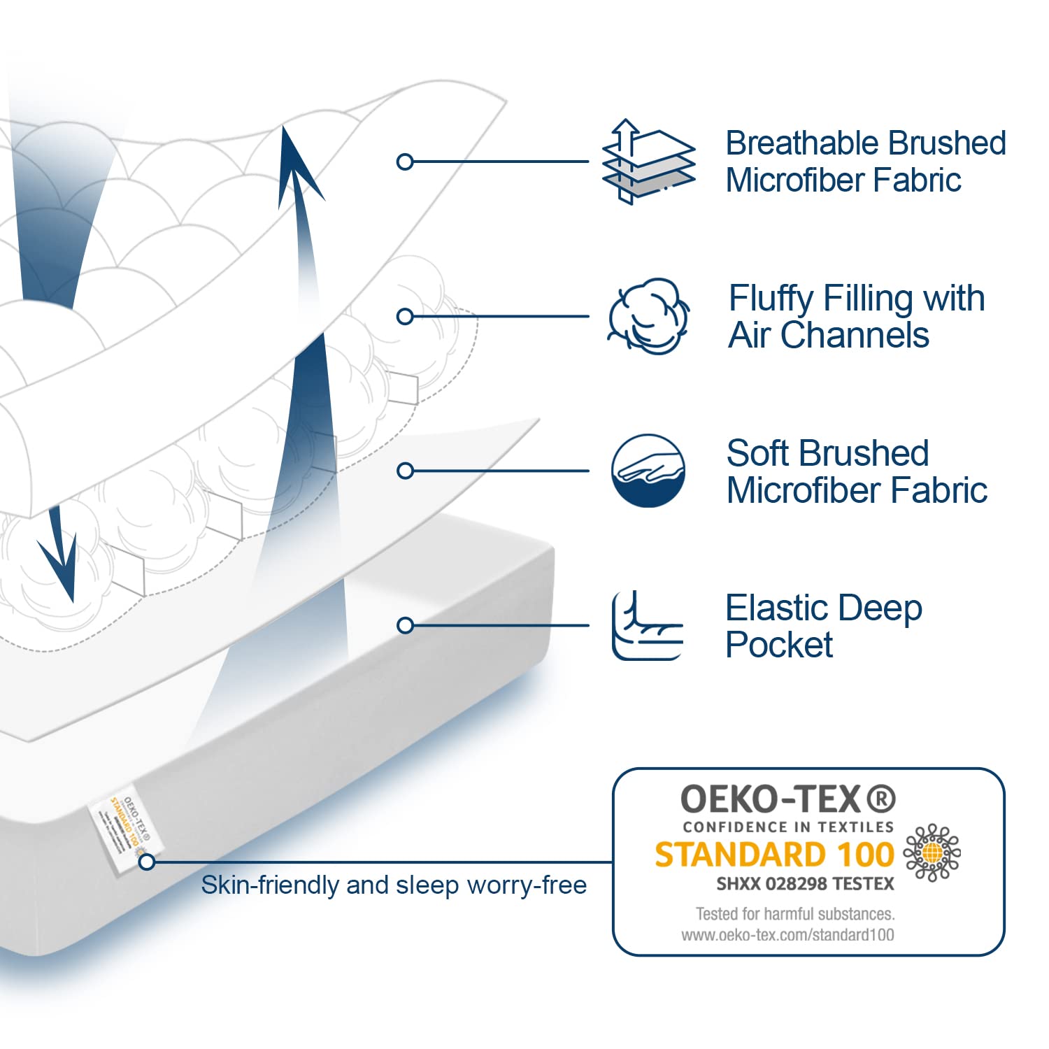 ELEMUSE Queen Soft Mattress Pad Cooling Mattress Topper Fluffy Mattress Protector Pillow Top Bed Pad Cloud Feel Mattress Cover with Elatic 8"-21" Deep Pocket White