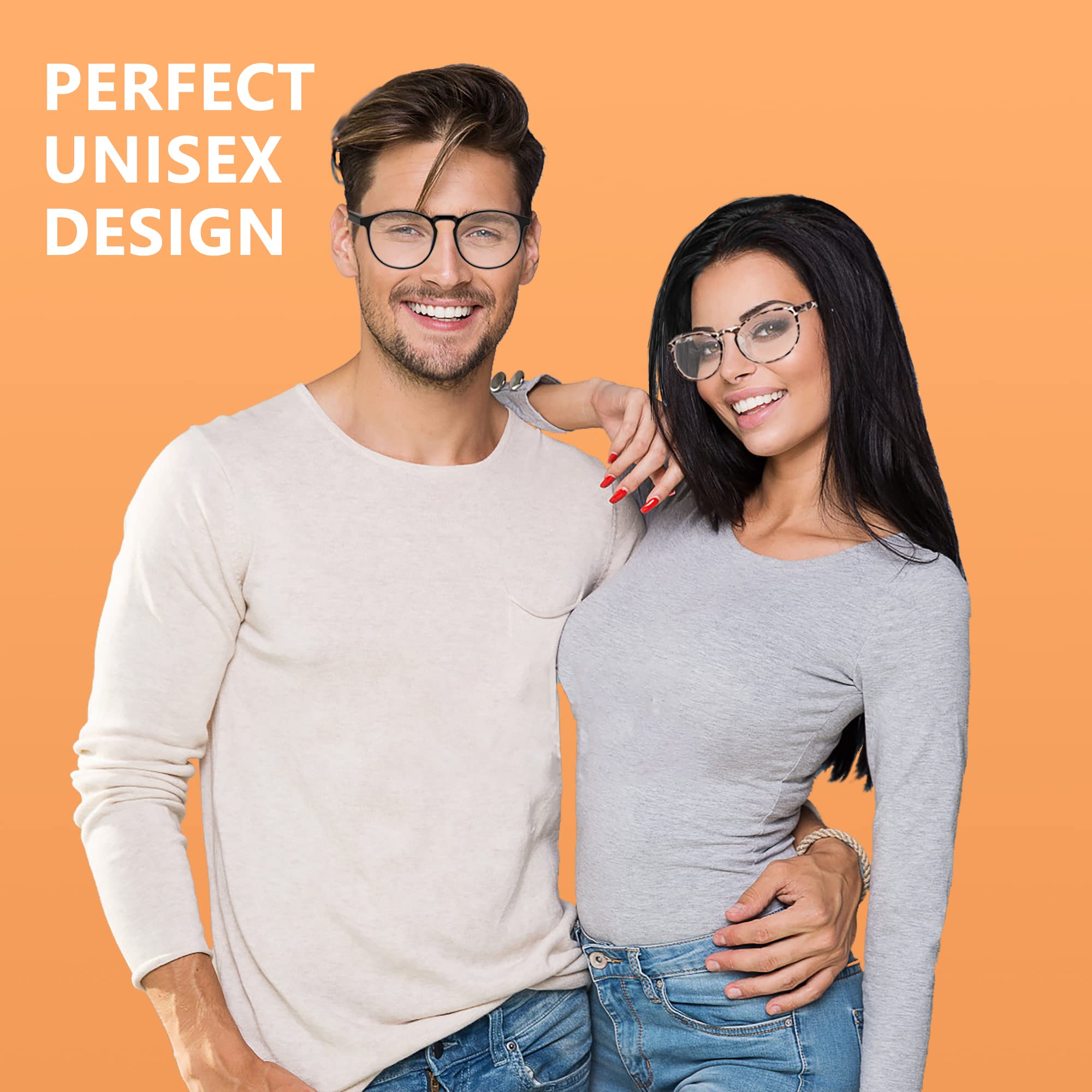Dalfand Blue Light Blocking Glasses - Women/Man 3Pack Round Frame Computer/Reading/Gaming Blue Light Glasses Non Prescription (black+touming+douhua)
