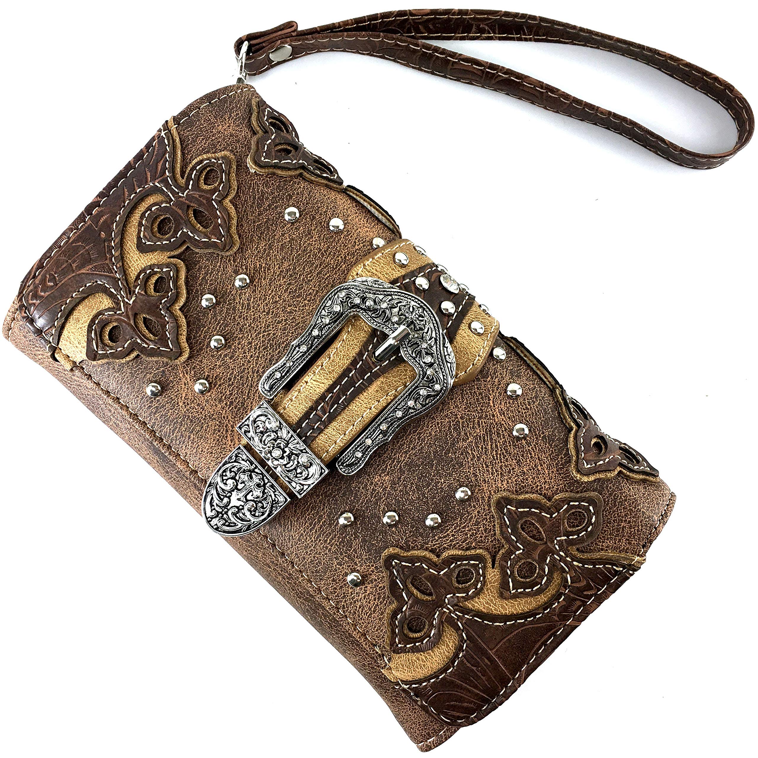 Zelris Western Women Conceal Carry Buckle Handbag Wallet Set (Brown)