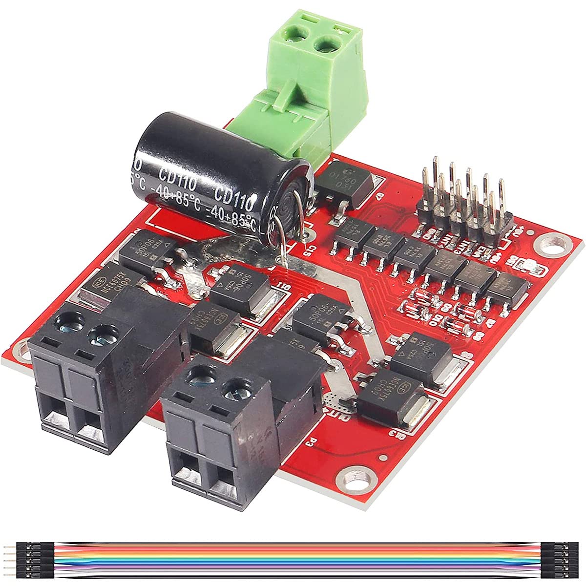 DKARDU L298 Dual H Bridge Motor Speed Controller DC Motor Driver DC 6.5V-27V 7A PWM Motor Regulator Board 12V 24V 160W with Optocoupler Isolation,with Dupont Cable
