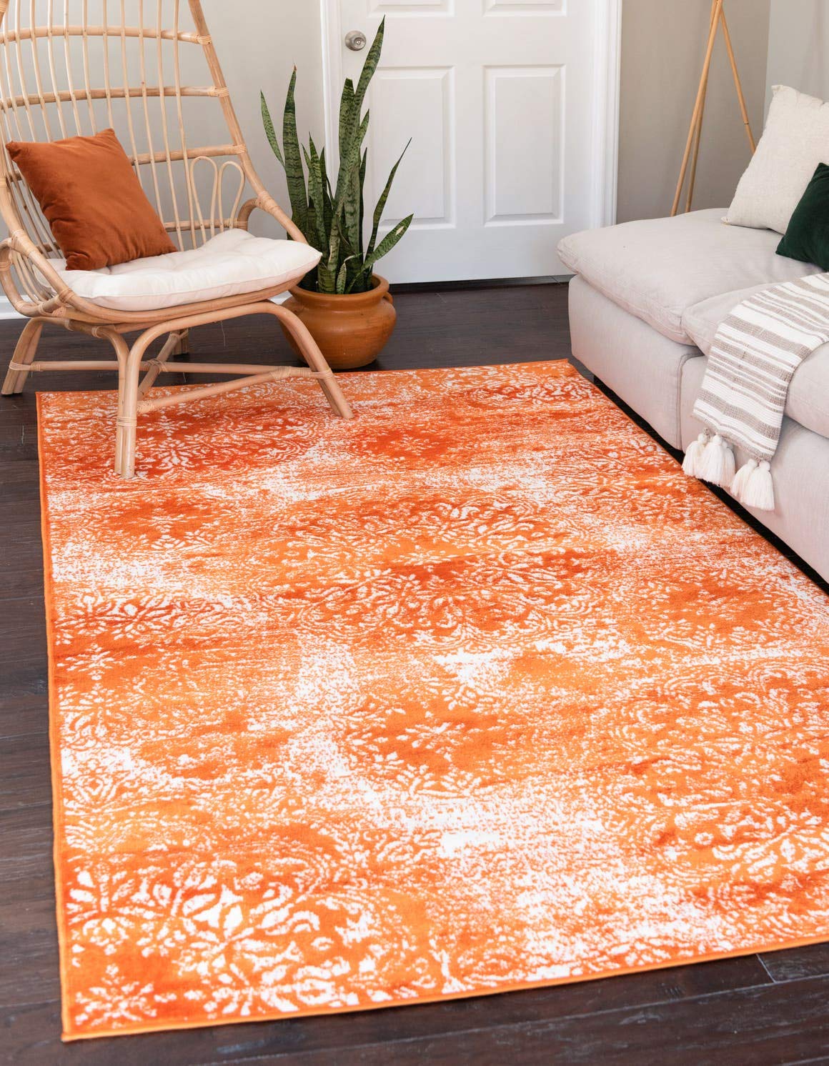 Unique Loom Sofia Collection Area Rug - Grand (7' 10" x 10' Rectangle, Orange/ Ivory)