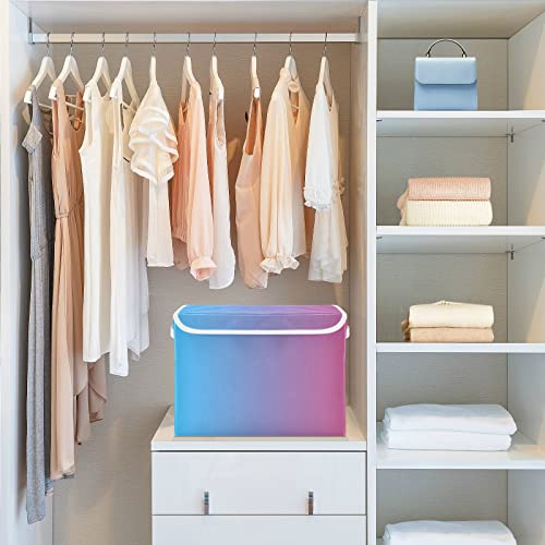 innewgogo Blue Gradient Storage Bins with Lids for Organizing Closet Organizers with Handles Oxford Cloth Storage Cube Box for Car