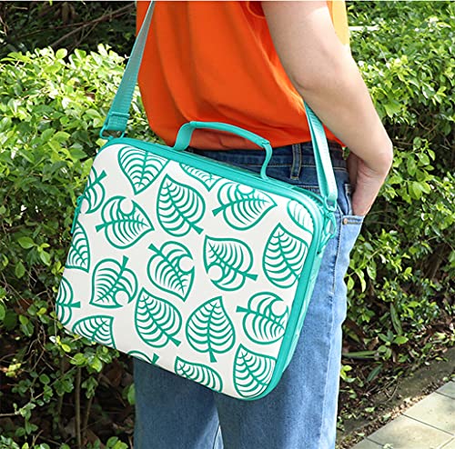 Deluxe Carrying Case for Switch, Leaf Crossing Hard Shell Storage Bag with Handle and Shoulder Strap Fit Complete for Switch System Console+Switch Dock+Joy-Con Grip & Other Accessories