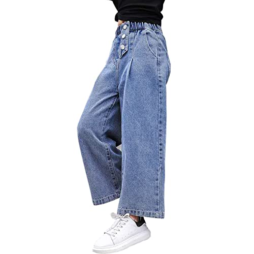 Milokado OnlyAngel Kids Girls Washed Elastic Waist Jeans Age 4-13 Years (Blue, 8-9 Years)