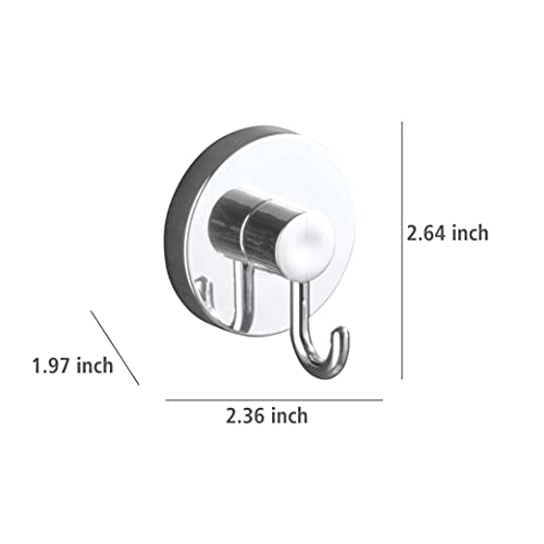 WENKO Wall Hooks with Loc-Vacuum Technology, for Hanging, Storage, for Shower, for Kitchen, No Drilling, No Holes, No Screws, Without Nails, 9.29" x 1.57" x 3.74", Chrome