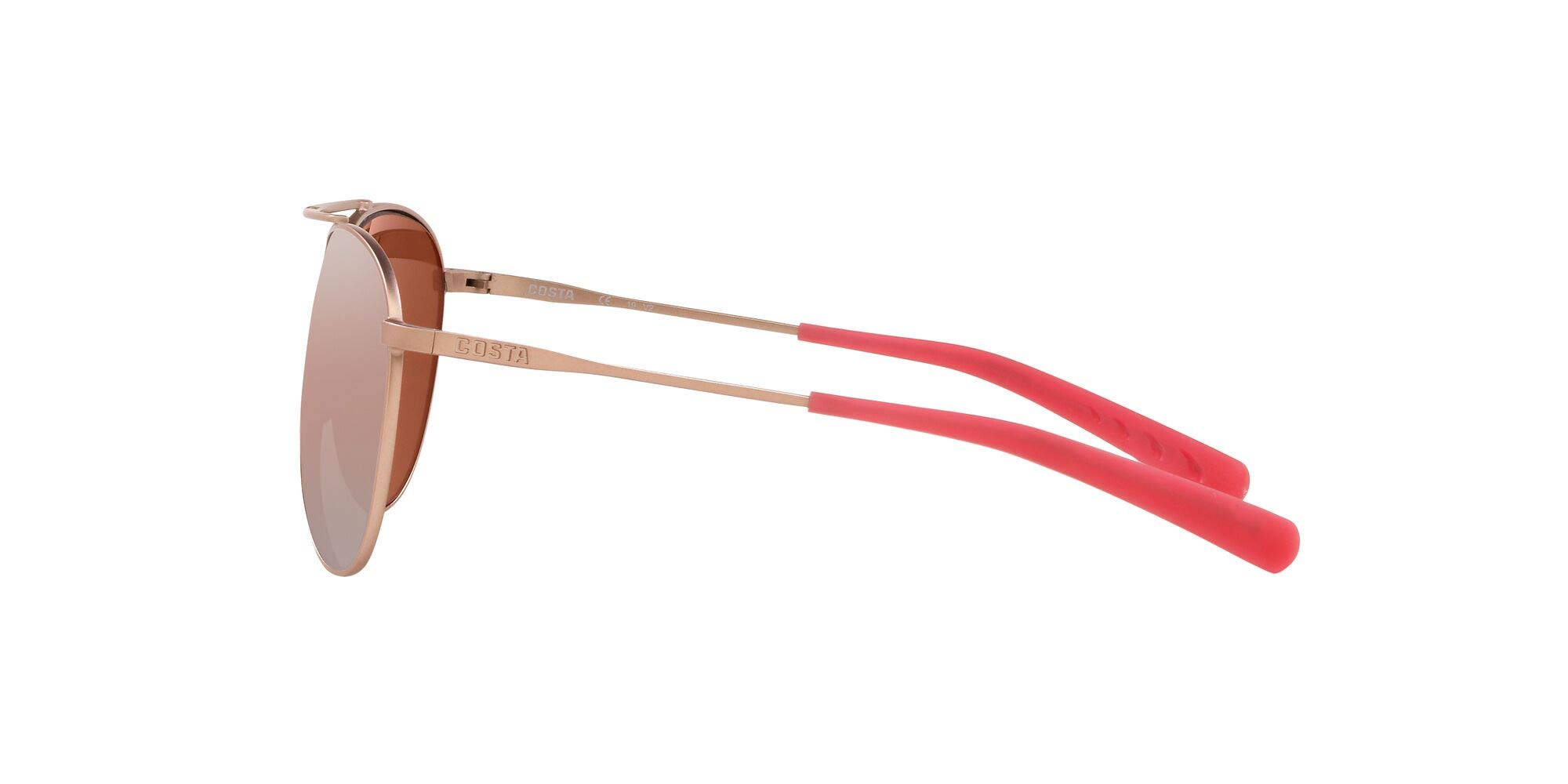 Costa Woman Sunglasses Satin Rose Gold Frame, Copper Silver Mirror Lenses, 58MM