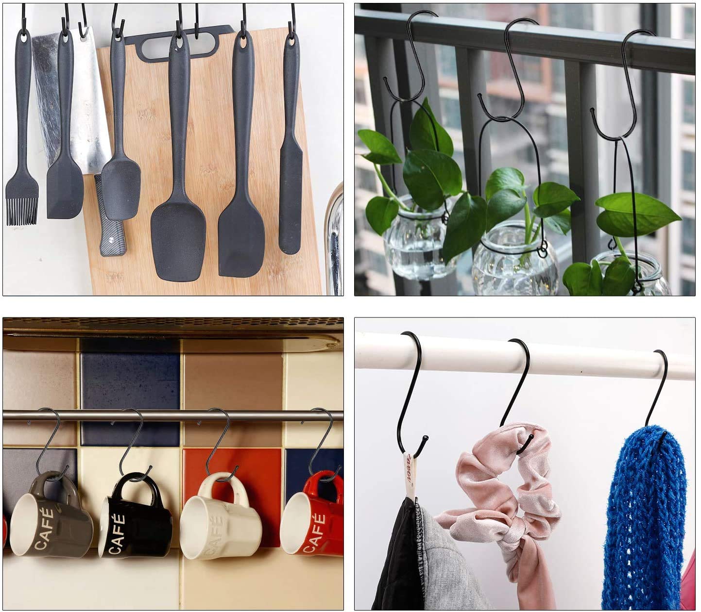 LOYMR 14 Pcs Heavy Duty 4.7 Inches Extra Large S Shape Hooks Heavy-Duty Metal Hanging Hooks Apply Kitchenware Bathroom Utensils Plants Towels Gardening Multiple uses Tools (Silver)