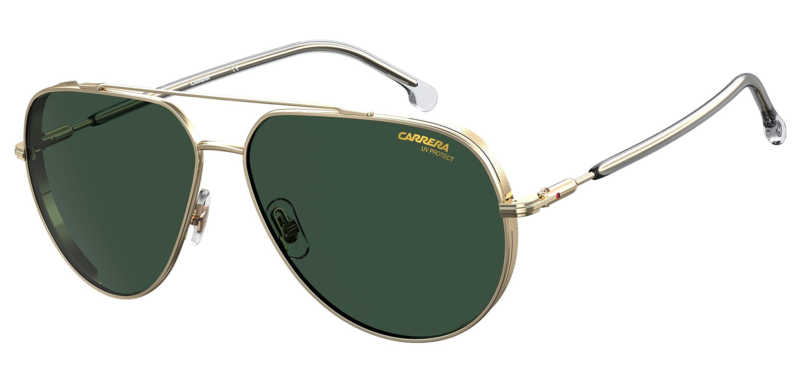 Carrera CA221/S 0LOJ/QT 60M Rose Gold Crystal/Green Aviator Sunglasses For Men For Women + BUNDLE with Designer iWear Eyewear Kit