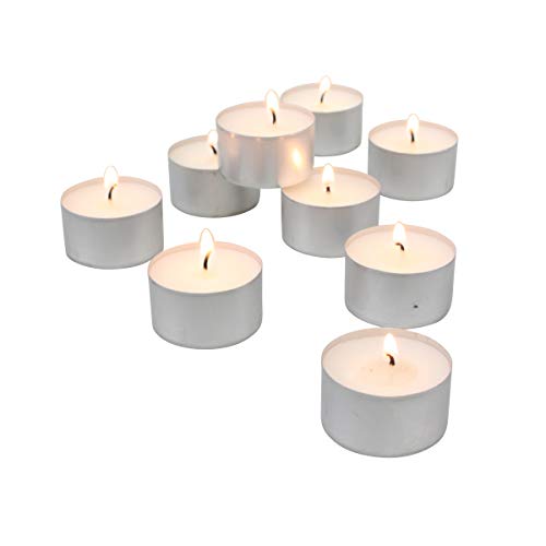 Stonebriar Long Burning Tea Light Candles, 6 to 7 Hour Extended Burn Time, White, Unscented, Bulk 200-Pack (SM-TL200) & 35 Hour Long Burning Unscented Pillar Candles, 3x4, Ivory