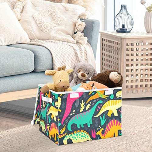 innewgogo Dinosaur Storage Bins with Lids for Organizing Organizer Containers with Handles Oxford Cloth Storage Cube Box for Home