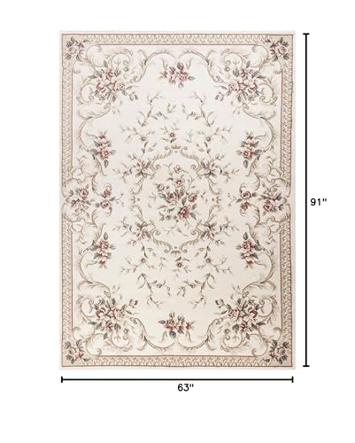 NEW HOME Classic Floral 5'3 x 7'7 Accent Rug in Ivory,