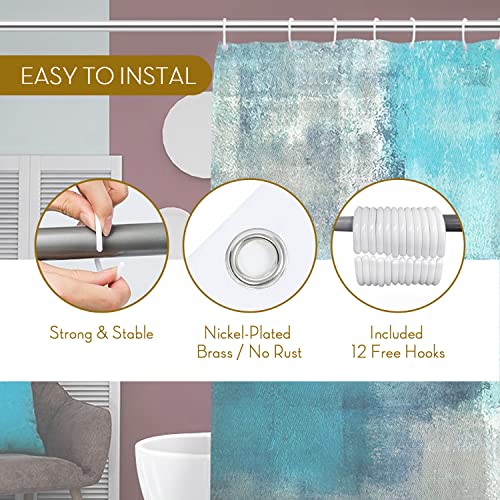 YEZEX Shower Curtain Set with 12 Hooks - Waterproof Polyester Fabric Shower Curtains for Modern Home Bathroom Decorations, Machine Washable, 72"x72"