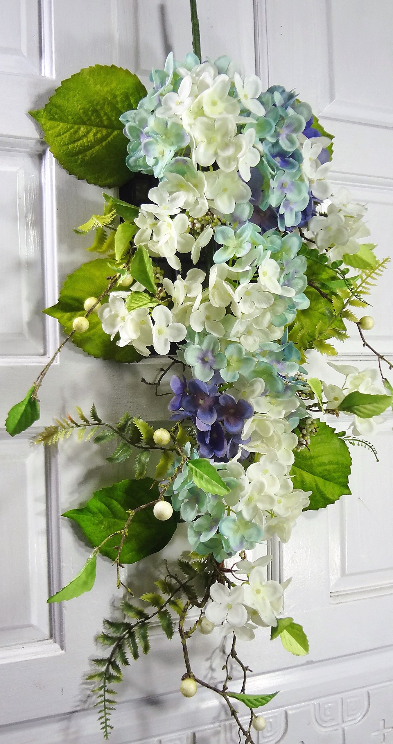 VGIA 36 inches silk hydrangea flowers teardrop garland for wedding party home garden, wedding arch garden wall decoration, home decoration - blue