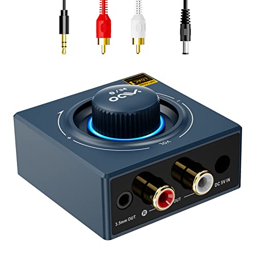 YMOO B06T3+ Bluetooth 5.2 Receiver,LDAC Aptx SBC AAC Bluetooth Audio Adapter for Home Stereo,30ms Low Latency, RCA 3.5mm Jack aux HiFi for Speaker/Older Stereo/Amplifier from Phone/Tablet/Laptop