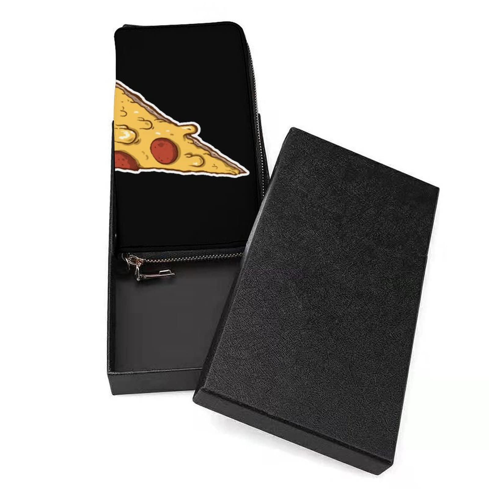 FunnyStar Cool Thunder Cheesy Pizza Women's Long RFID Hand Wallet Wristlet Clutch Purse PU Leather Handbag with Wrist Strap