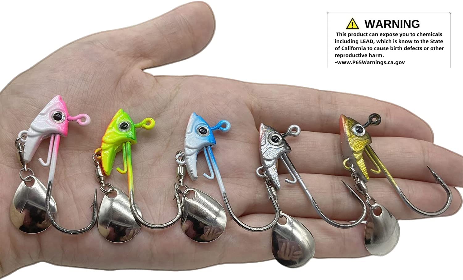 DAMIDEL 30Pcs/Box Jig Heads Swimbait Fishing Hooks add Classic Lures Baits kit, 3D Eyes/Spinner Blades, 25 Pcs Bodies- 5 Pcs Jigs Heads