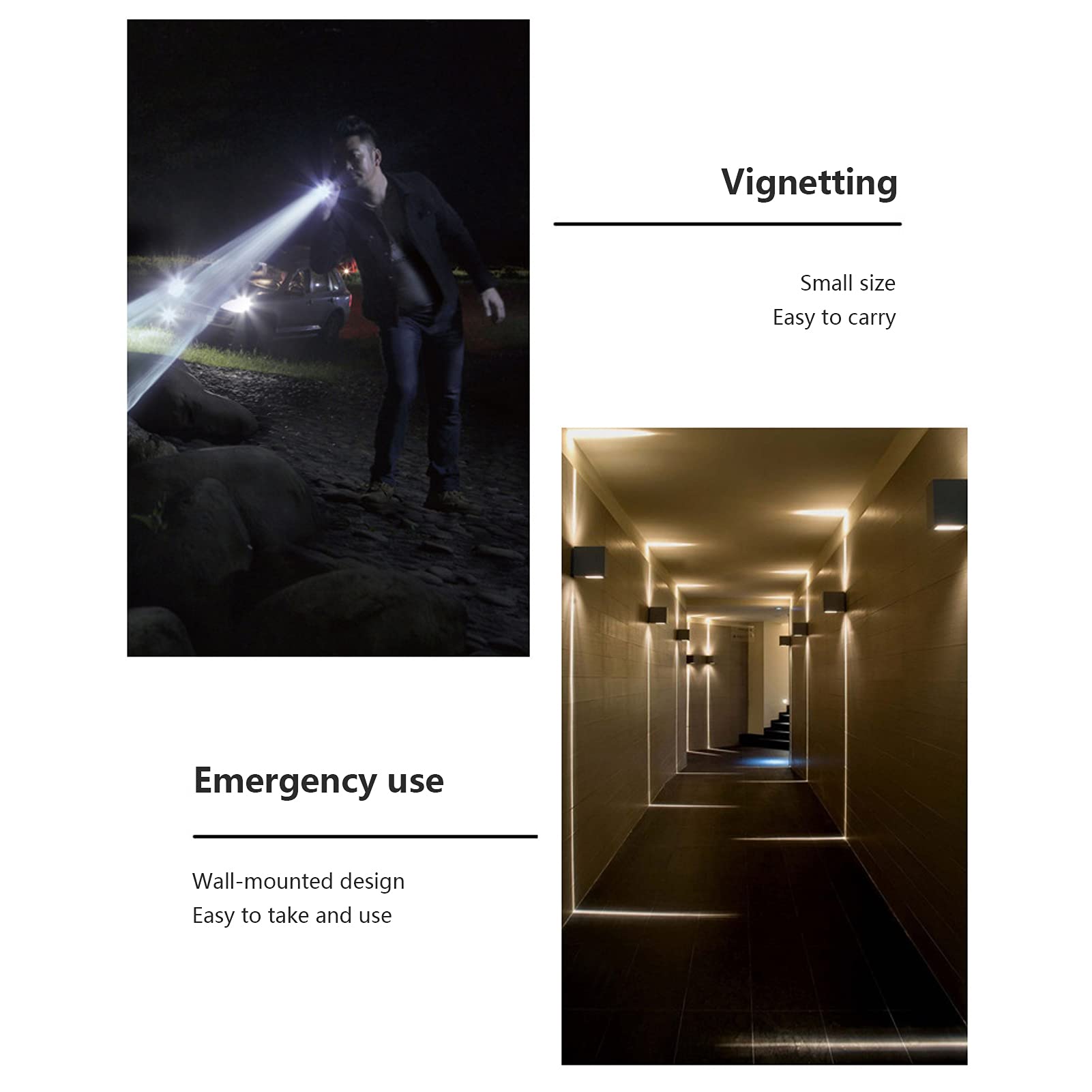 LED Emergency Lights For Home Power Failure, Wall Mounted Flashlights Flashlight White Light Plastic Flashlight Led Wallmounted Battery Power Supply, for Hotel Outdoor
