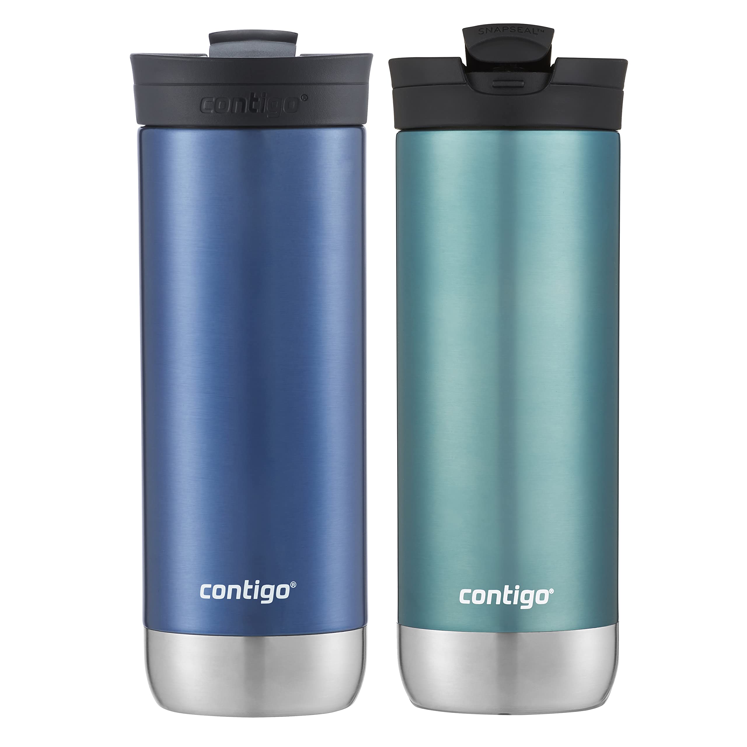 Contigo Huron & Byron Vacuum-Insulated Stainless Steel Travel Mugs with Leak-Proof Lids (20oz, 2-Pack)