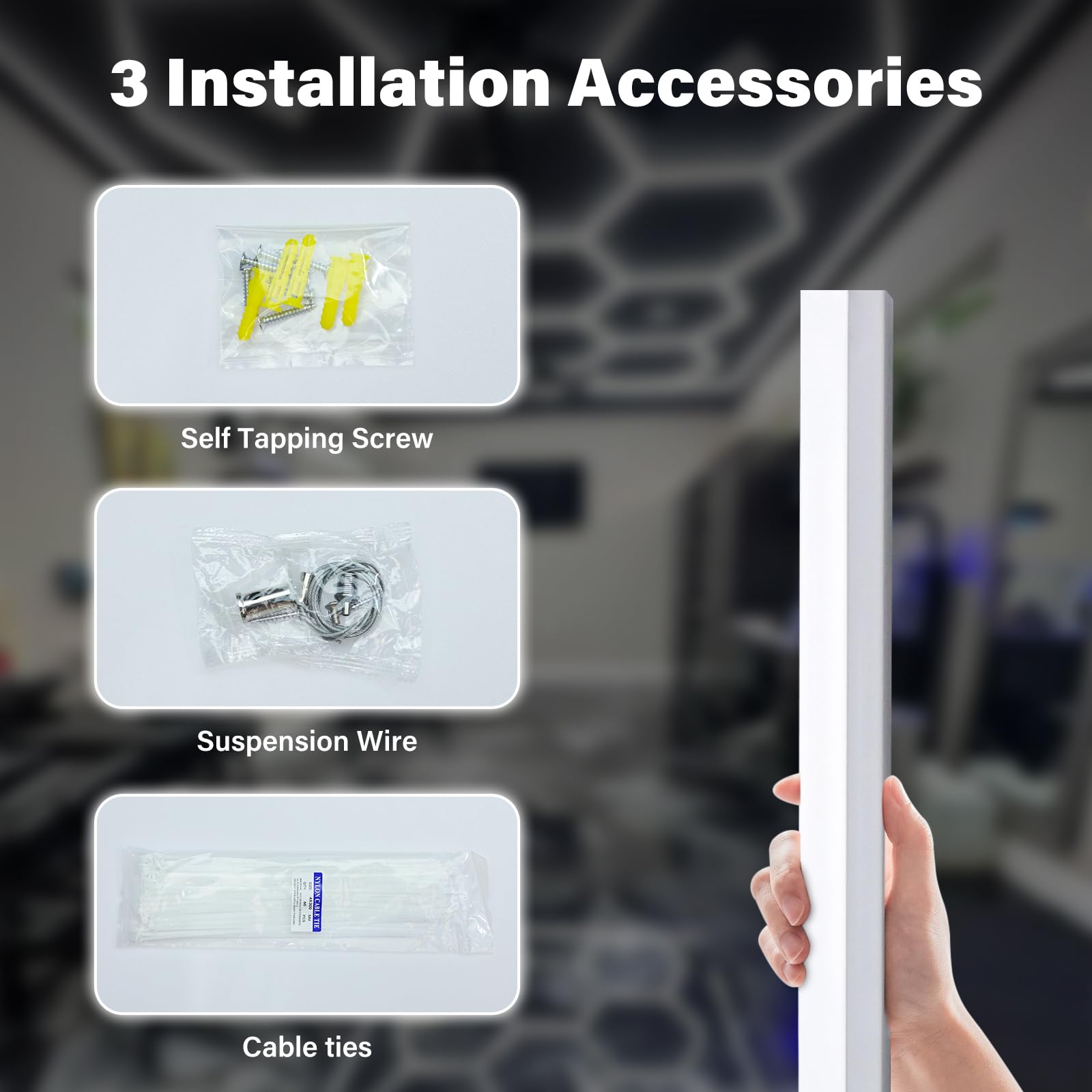 LED Hexagon Lights - LED Hexagon Garage Lights, 548W 65760 Lumen, Hexagon Ceiling Lighting, Cool White Light 6500K, for Garage Gym Barber Shop