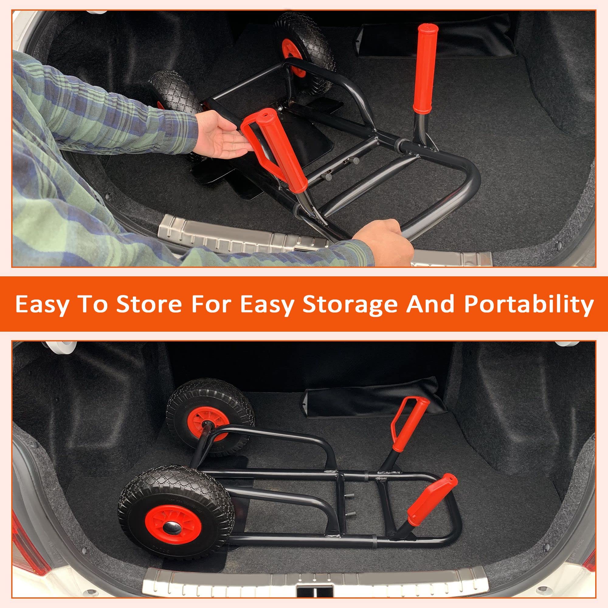 Endynino Portable Hand Truck, Heavy Duty Iron Dolly Cart with Telescoping Handle 440 lbs Capacity, PU Wheels and 3 Position Height Adjustable, Lightweight Utility Trolley Cart for Garage, Warehouse