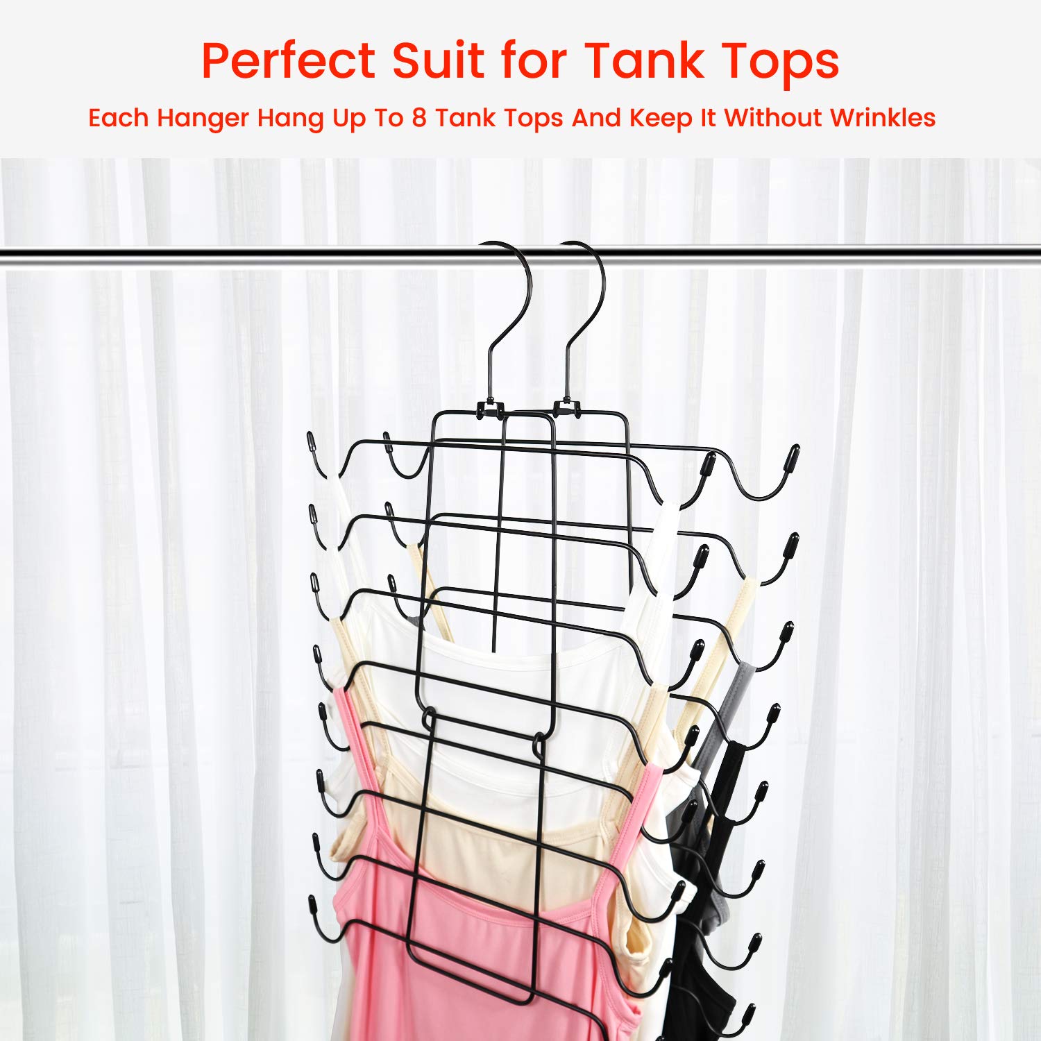 Niclogi Tank Tops Hanger Bra Hangers 2 Pack Space Saving Hanger Metal Folding Closet Organizer for Tank Tops, Cami, Bras, Bathing Suits, Belts, Ties(Black)