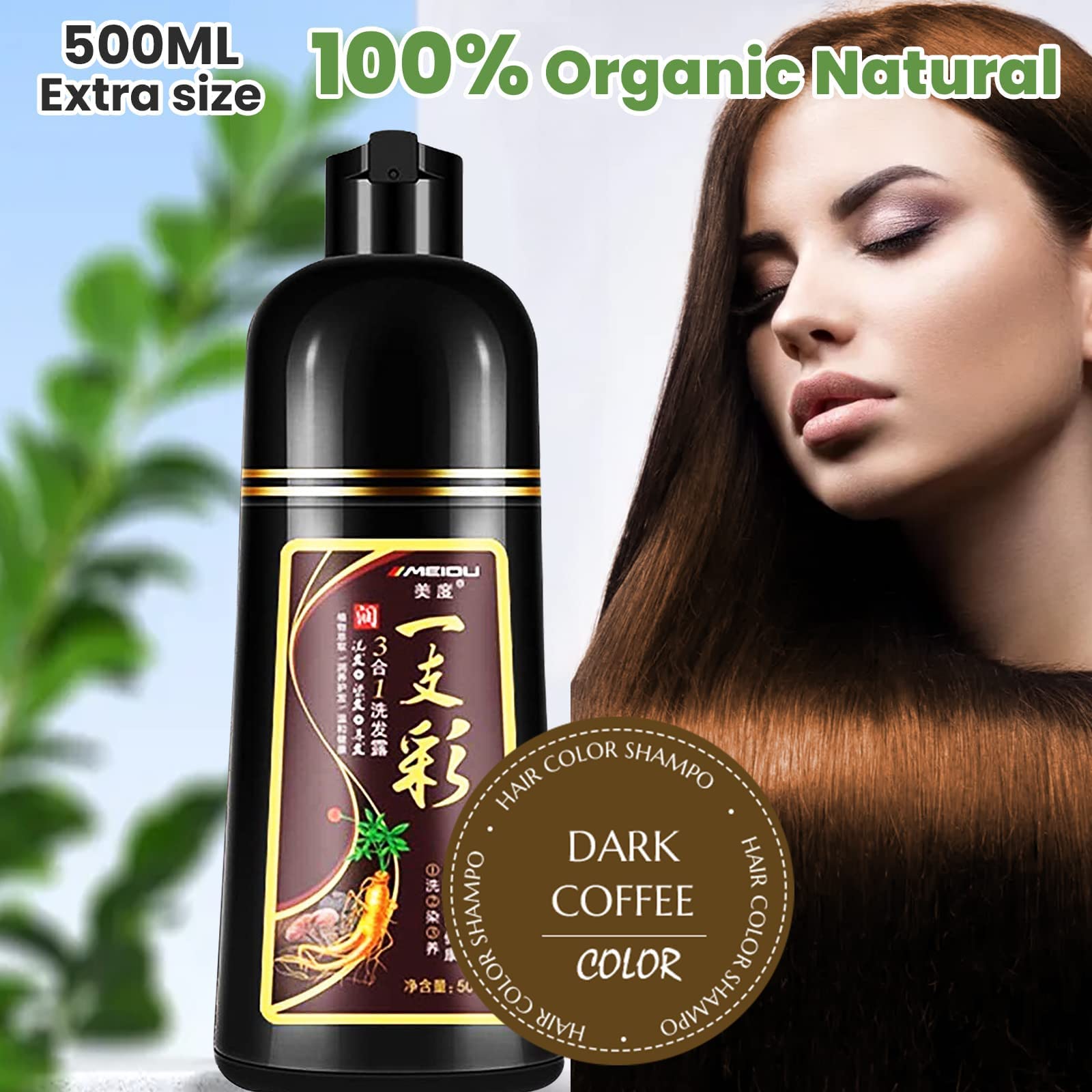 FONDIIA Instant Hair Dye Shampoo for Gray Hair Women And Men,3 in 1 Herbal Ingredients, 100% Grey Coverage & Long Lasting Results,Dark Coffee(35.2 Fl Oz,2 Pack)