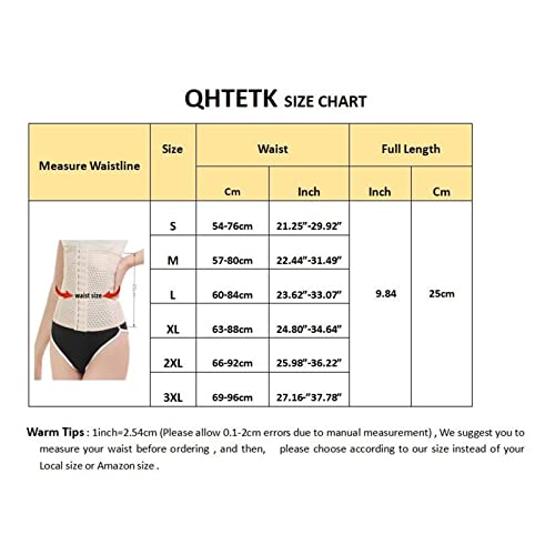 QHTETK Waist Trainer Corset cincher for Women Body Shaper Tummy Control Sports Workout with Adjustable Hooks (Black, Large)